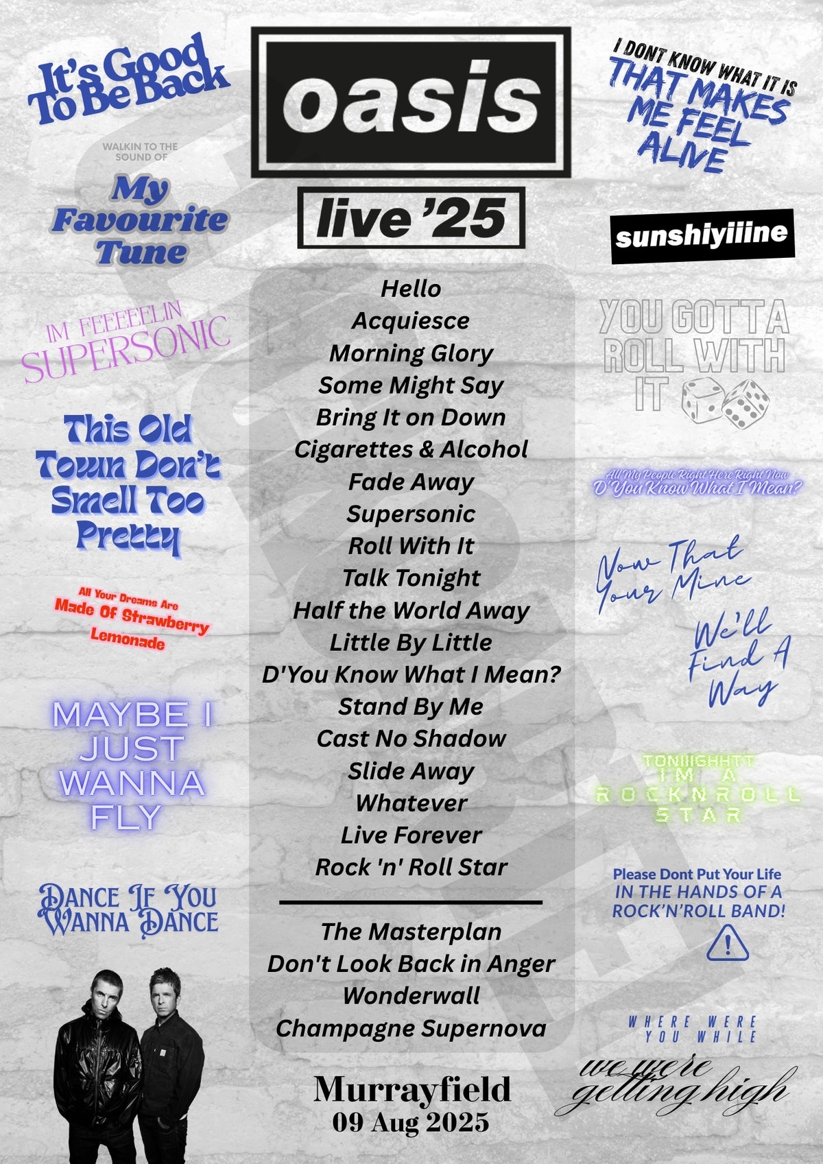 Oasis Live'25 Setlist Poster - Oasis Inspired Print – ClickCartel